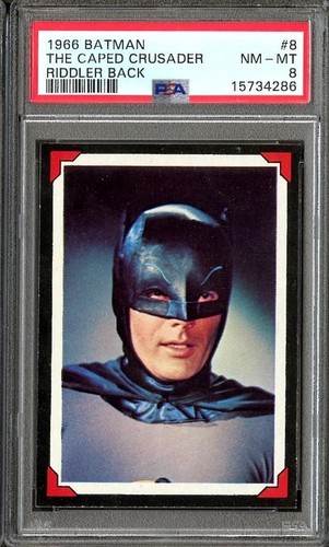 1966 Topps BATMAN Riddler Back #8 Caped Crusader ROOKIE PSA 8 ONLY 3 ...