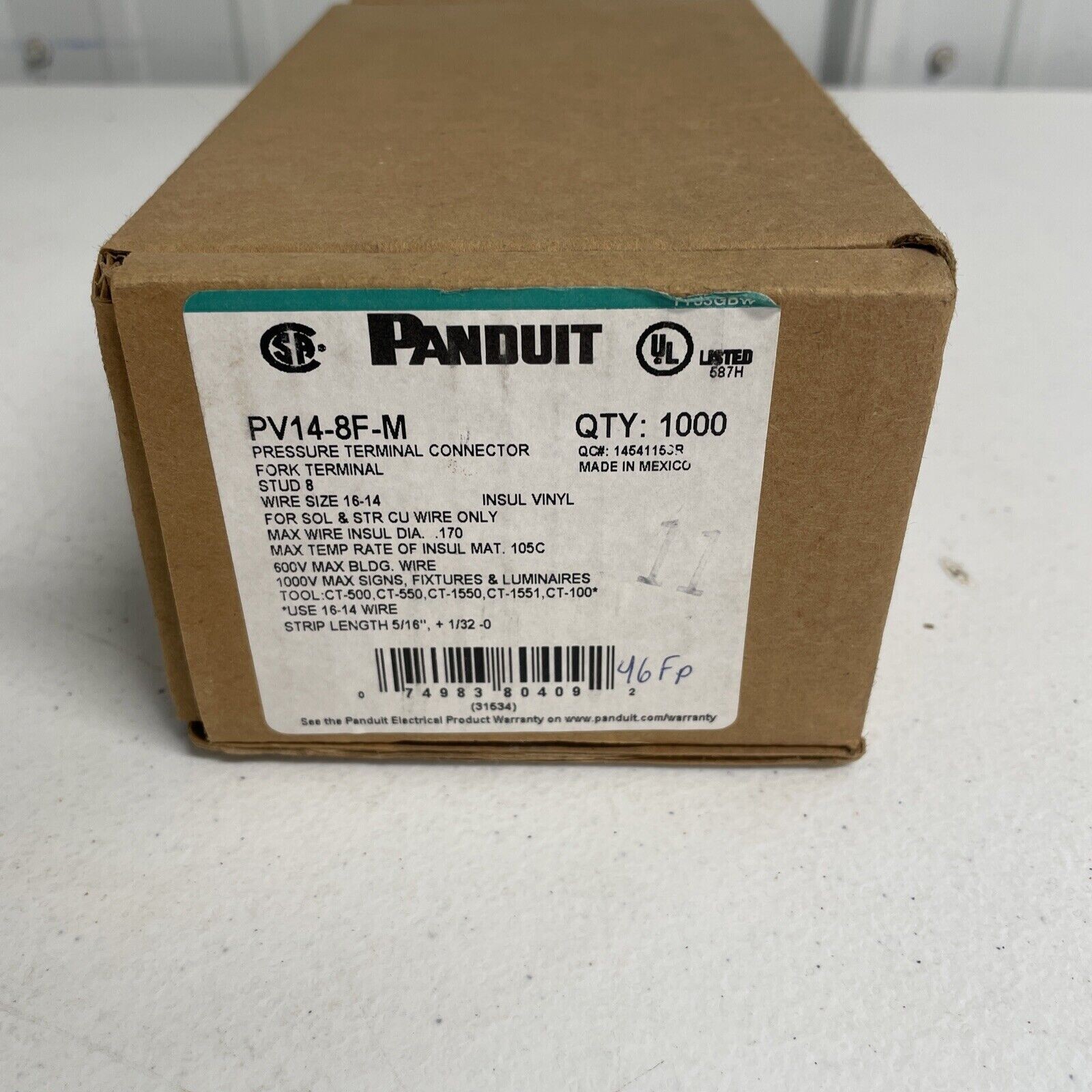 New (Open Box) Panduit PV14-8F-M Blue Fork Terminals (1000ct) | eBay