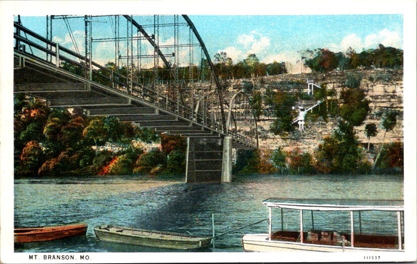 Vintage Postcard Old Steel Bridge on White River Branson Missouri MO ...