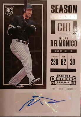 2018 Panini RC Nicky Delmonico Autograph Season Tickets Baseball Card ...