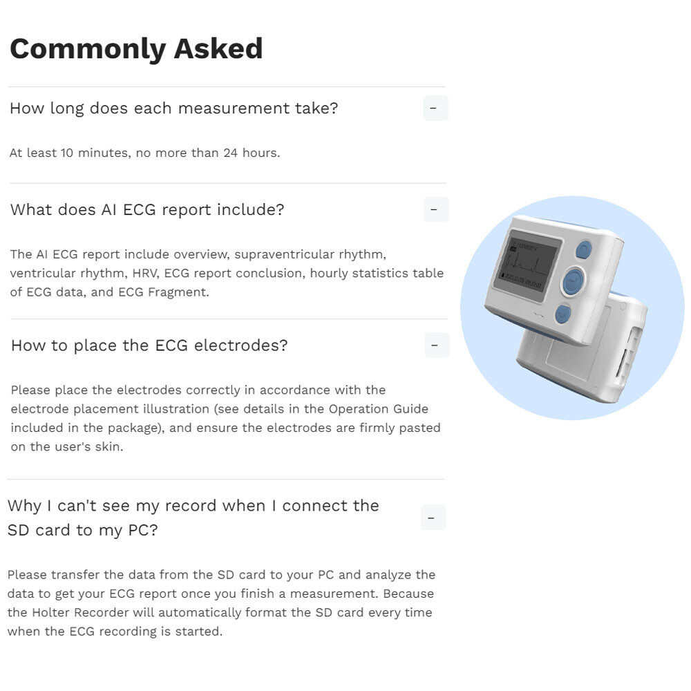 12 Lead Holter Monitor Recording 24h ECG and Heart Rate AI Analysis ...