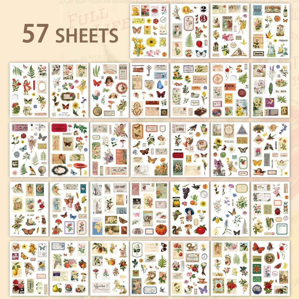 537pcs Vintage Washi Stickers and Papers for Scrapbooking, 537 PCS ...