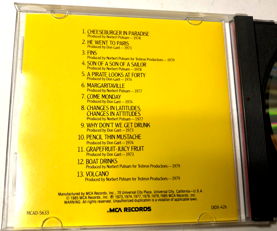Jimmy Buffett Songs You Know By Heart Greatest Hits (CD 1985 MCA) | eBay
