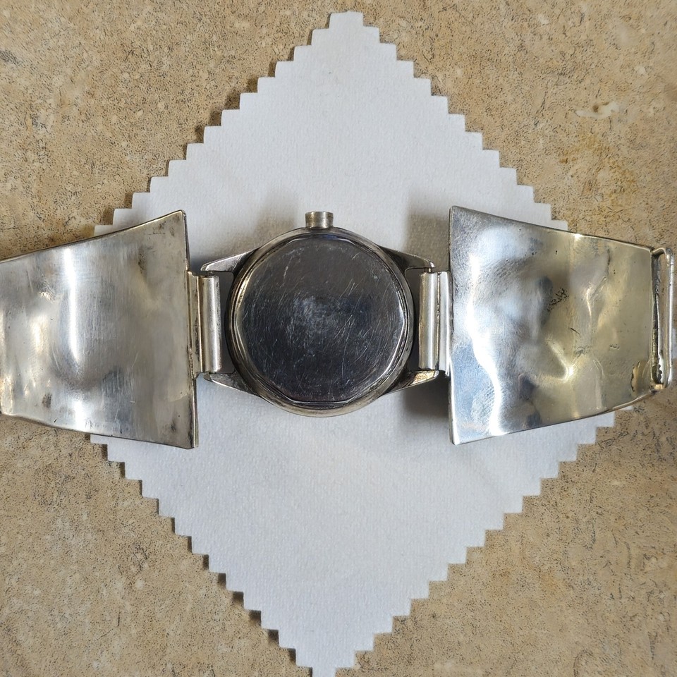 WWII Silver Bezel Hamilton Military Black Dial in Navajo Sterling ...