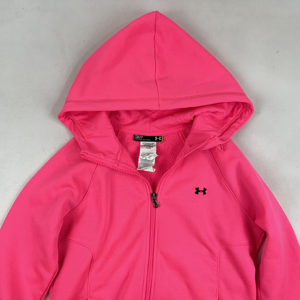 Under Armour ColdGear Full Zip Hooded Fleece Jacket Pink Ribbon Breast ...