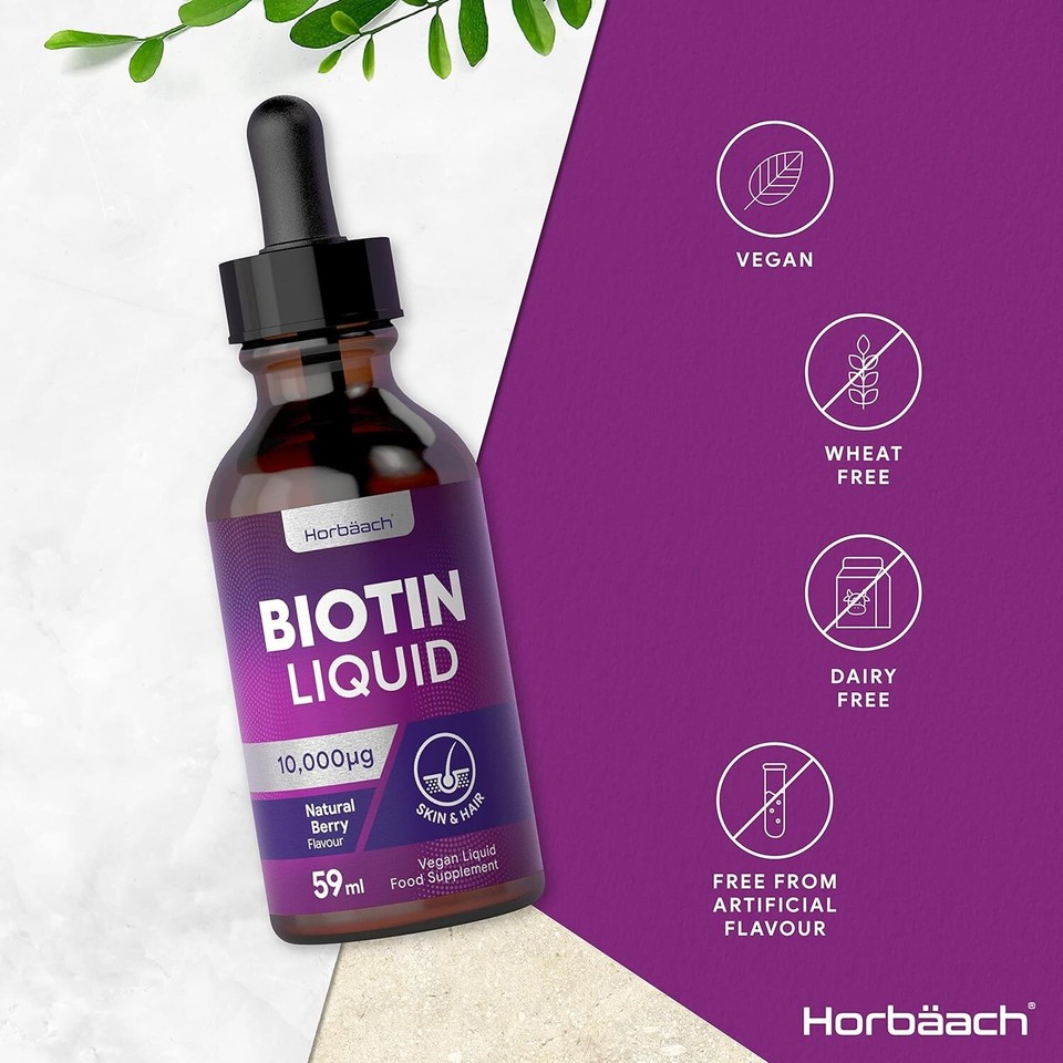 Biotin Hair Loss Growth Drops 10000 mcg Supplement 59ml Vegetarians ...
