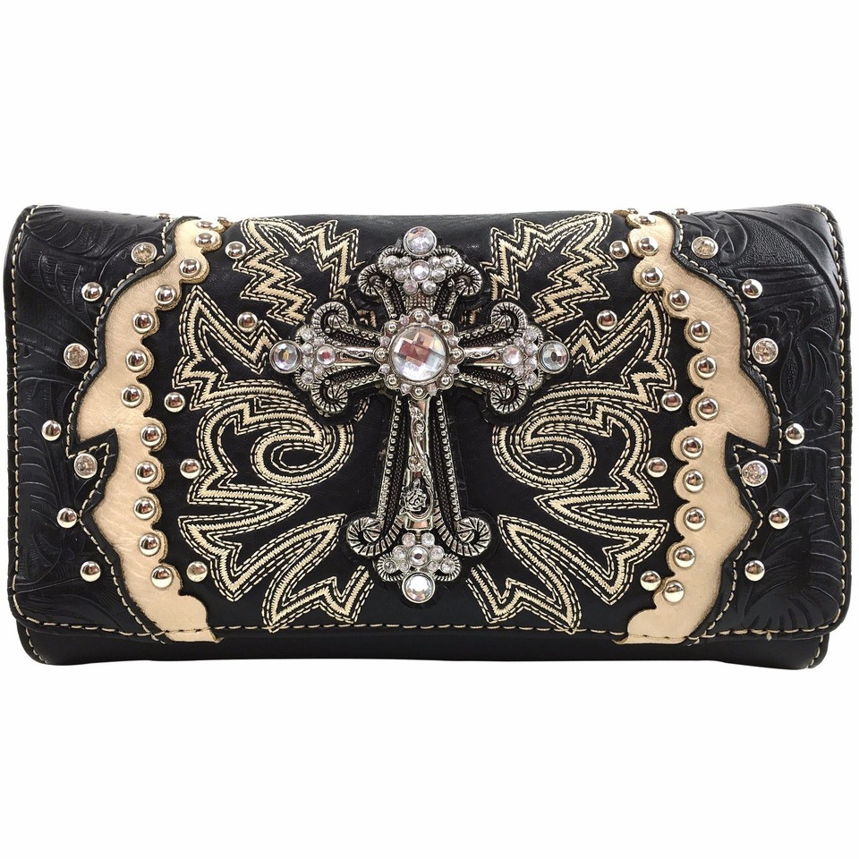 Justin West Classic Floral Geometric Embroidery Cross Conceal Carry ...