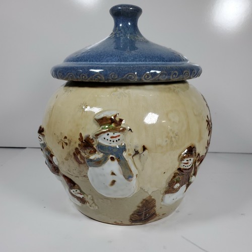 St. Nick Forest Friends 10" Cookie Biscuit Jar Snowmen Winter Holiday ...