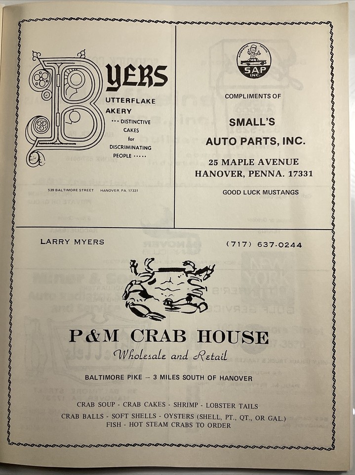 1982 Hanover, Pennsylvania Southwestern High School Mustang Football ...