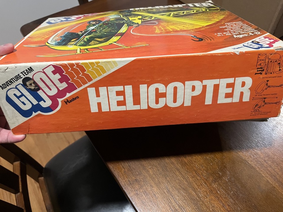 1975 VINTAGE GIJOE ADVENTURE TEAM YELLOW HELICOPTER ECHO E BOX MIB 12 ...