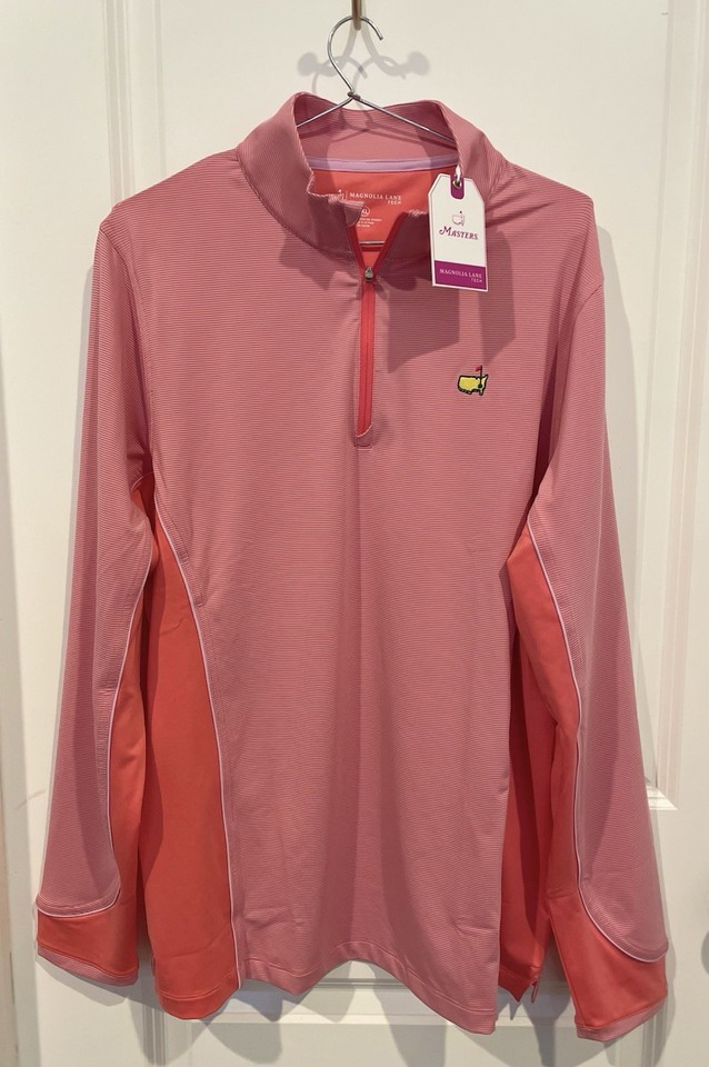 US Masters Womens Golf Magnolia Lane Tech Pink Striped 1/4 Zip Pullover ...