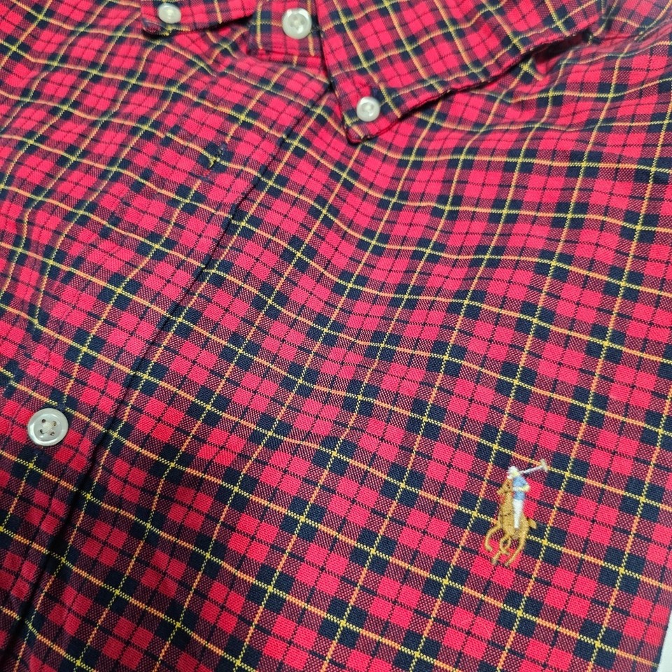NEW Polo Ralph Lauren L Classic Fit Red Tartan Plaid Oxford Button Down ...