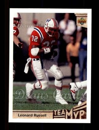 1992 Upper Deck #371 Leonard Russell Team MVP Patriots Arizona St 8 ...