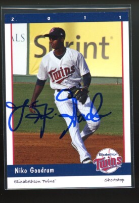 2011 Elizabethton Twins NIKO GOODRUM Signed Card autograph auto TIGERS ...