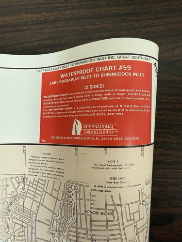 Waterproof Chart # 59-2 Sides-Soundings in Feet/GPS Loran | eBay