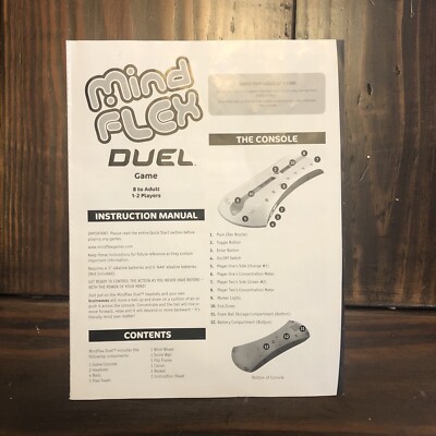 Mattel Mindflex Duel Replacements Parts Manual Instruction Booklet Only | eBay