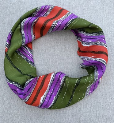 Vintage Scarves by Vera Cowl / Infinity Scarf Striped Green Orange ...