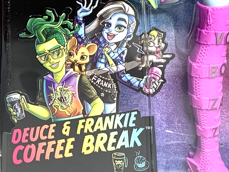 Monster High Deuce Gordon & Frankie Stein Coffee Break Set G3 Reboot ...