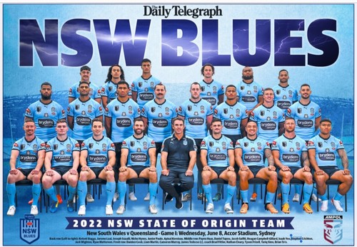 State of origin NSW BLUES Team POSTER, NRL RUGBY,premiers book, qld ...