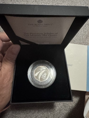 2022 UK Proof Silver 50p Fifty Pence Coin Platinum Jubilee Queen ...
