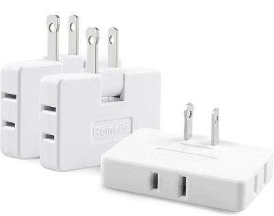 3 Pack Ac Flat Wall Outlet Extender Flat Plug Adapter Outlet, Fold-able ...