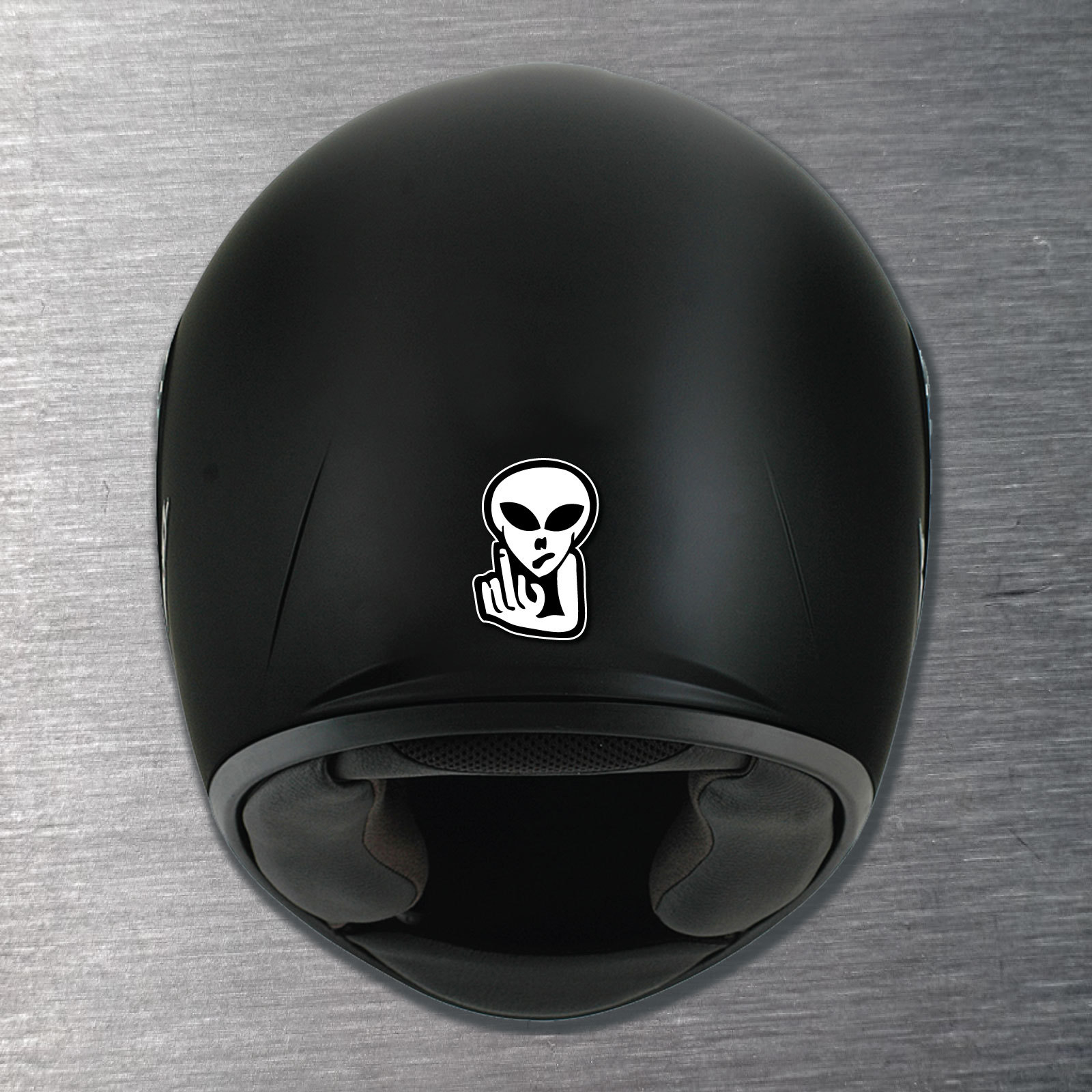 Alien middle finger Helmet sticker 3 x 60mm quality water & fade proof ...