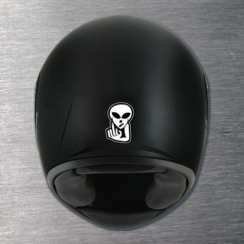 Alien middle finger Helmet sticker 3 x 60mm quality water & fade proof ...