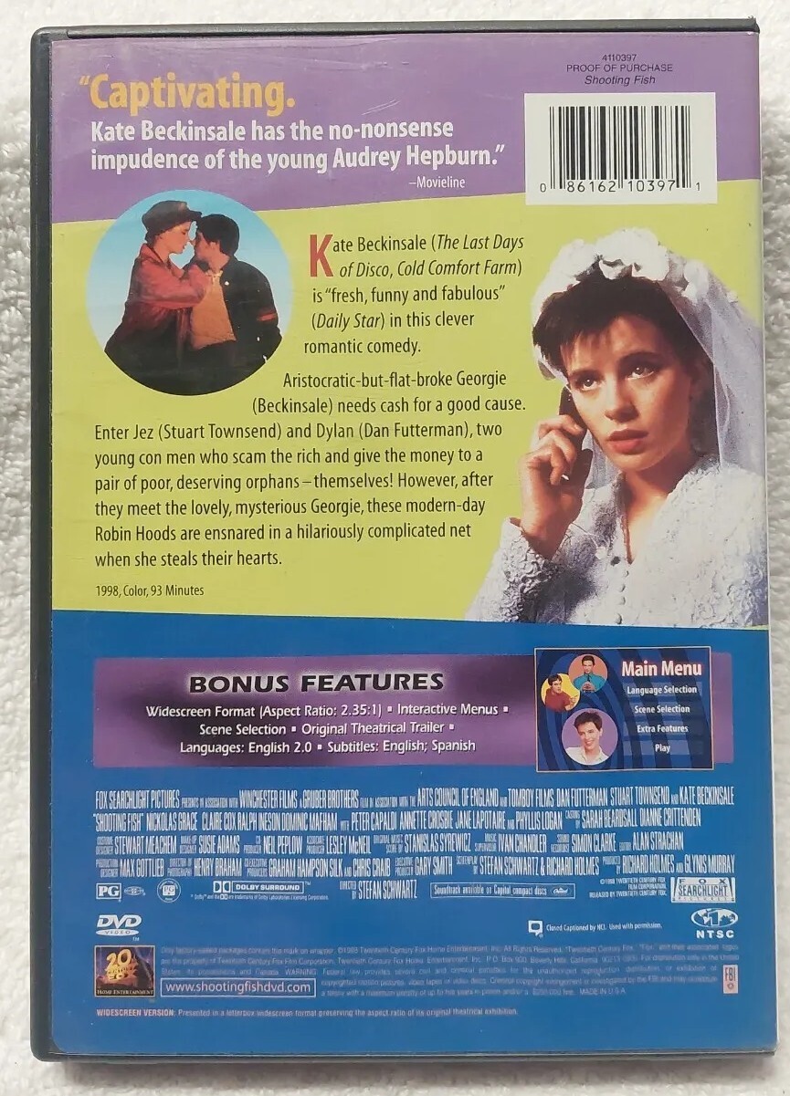 Shooting Fish (1998 Fox Searchlight Pictures DVD, R, Stephen Schwartz ...