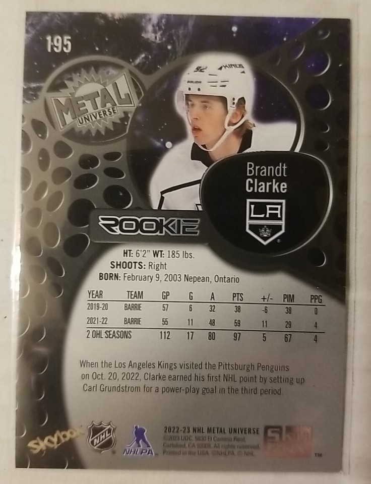 2022-23 SkyBox NHL Metal Universe Hockey Rookie Card - #195 Brandt ...