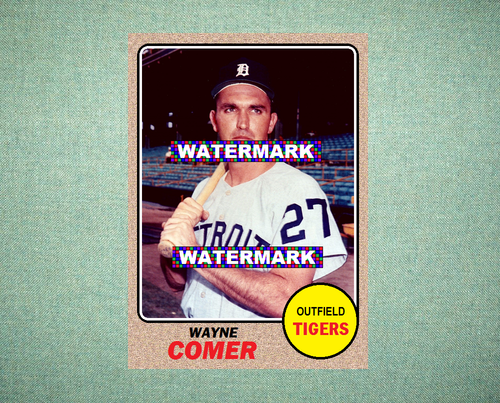 Wayne Comer Detroit Tigers 1968 Style Custom Baseball Art Card | eBay
