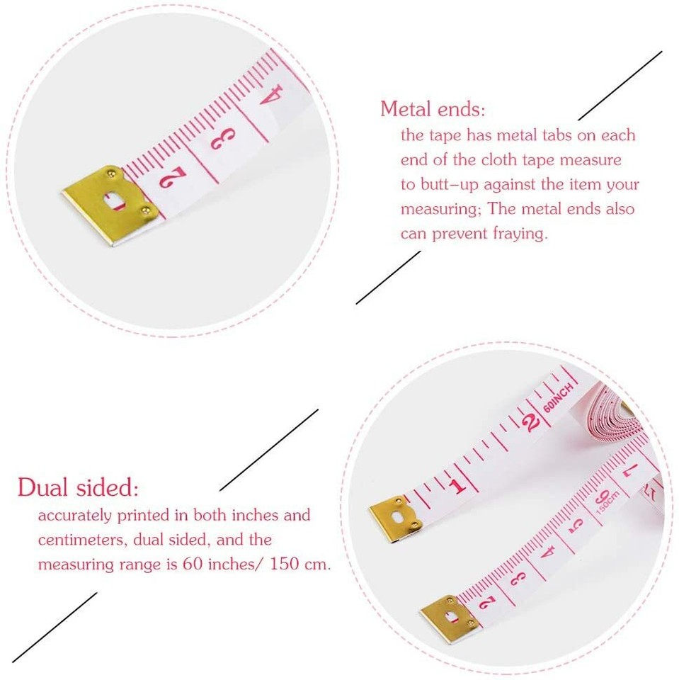 Body Measuring Ruler Sewing Cloth Tailor Tape Measure Soft Flat 60 ...