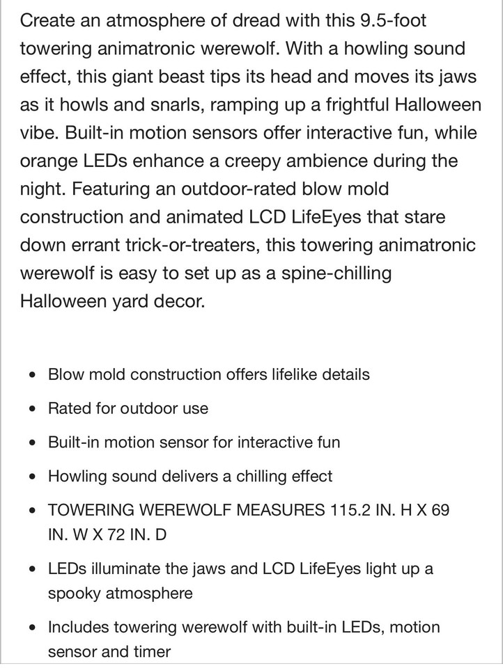 🎃New Halloween Animatronic 9.5 ft Animated Immortal Werewolf-Last One ...