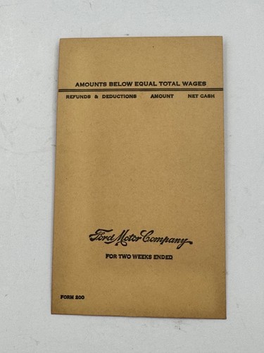 Vintage Ford Employee Pay Envelope 1937 NOS | eBay