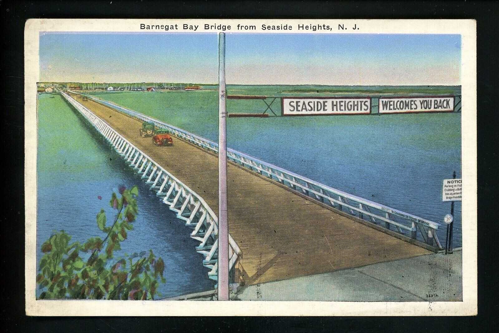 New Jersey NJ postcard Seaside Heights, Barnegat Bay Bridge | eBay