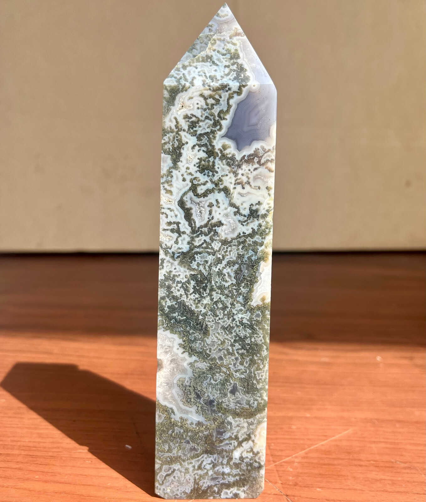 521g natural water grass agate crystal quadrangle column healing | eBay