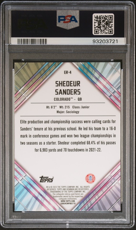2023 BOWMAN U CHROME EARLY RISERS #ER4 SHEDEUR SANDERS PSA 9 | eBay