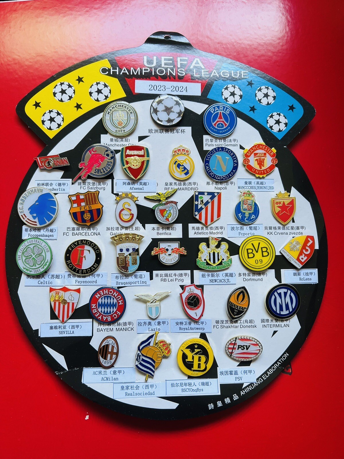 UEFA Champions League Badge Set 32 Teams 33 Pins 2023/2024 Great ...