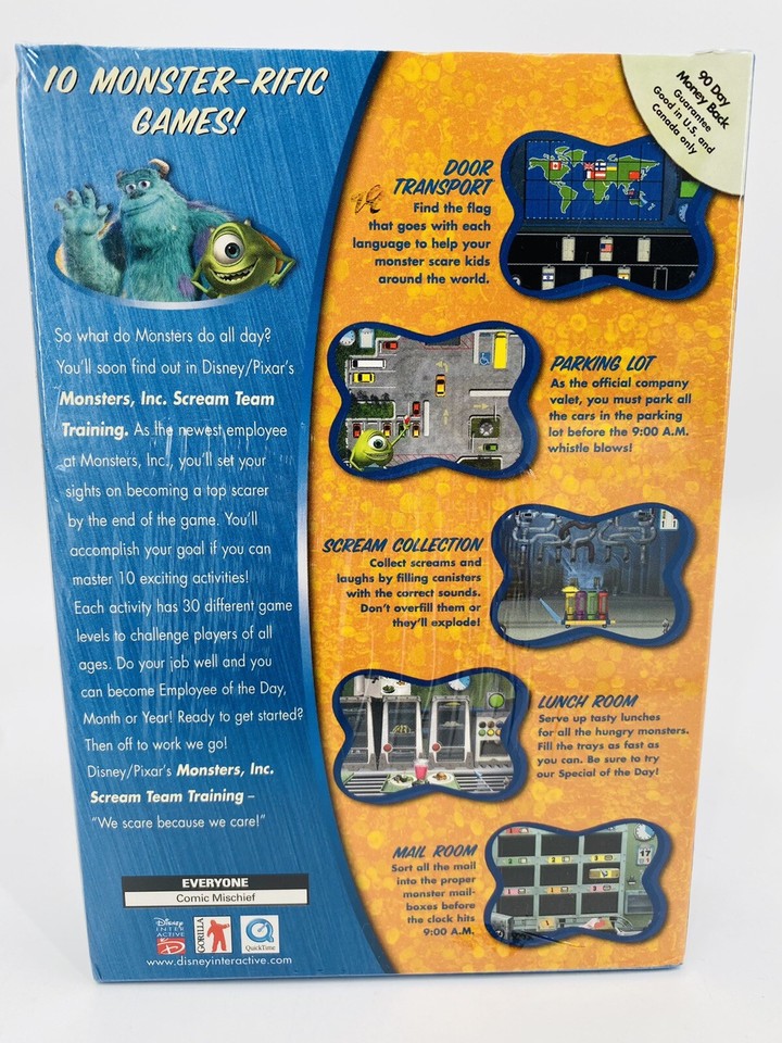 2001 Brand-New Disney Monsters Inc Scream Team Training PC CD ROM Game ...