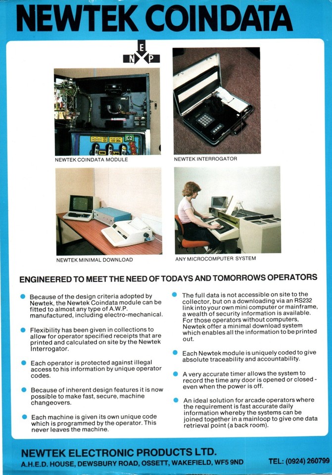 Rare Coin Operated Newtek Coindata Computer Module Arcade Promo Ad Flyer 1970s | eBay