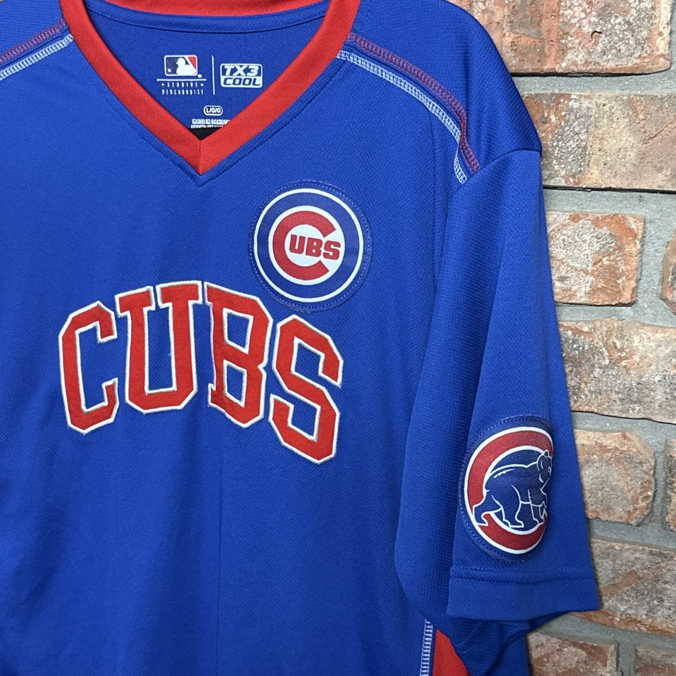 Chicago Cubs Blue Short Sleeve V-Neck Jersey Style Top Mens L MLB TX3 ...