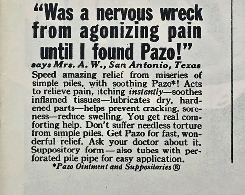 Pazo Ointment Suppositories Agonizing Pain of Simple Piles Vintage ...
