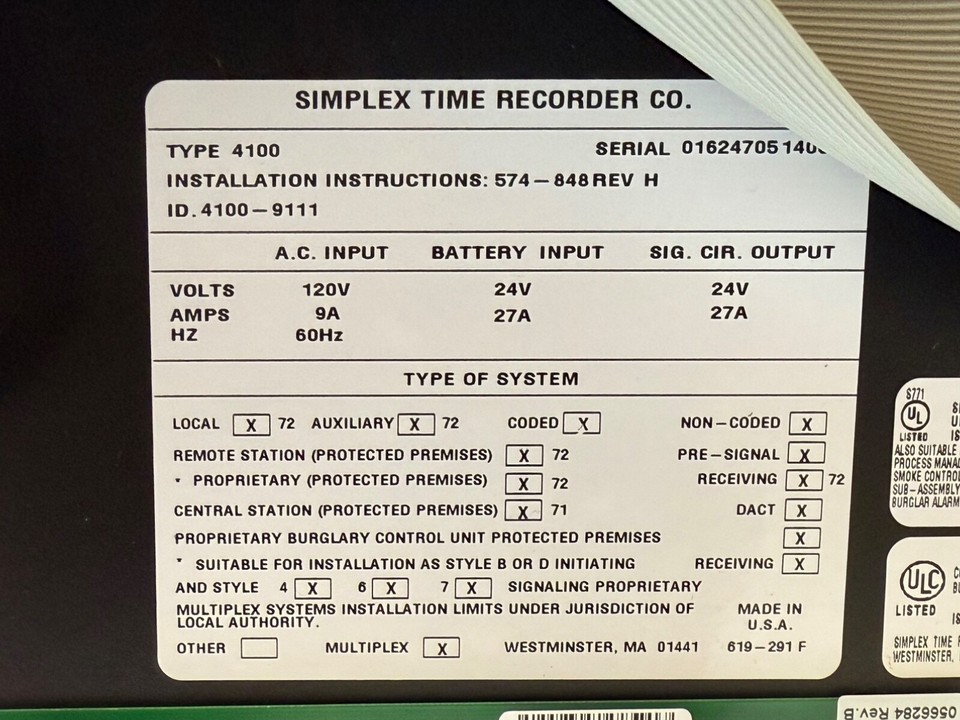 Simplex 4100-9111 4100U 4100ES Fire Alarm Control Panel (NEW IN BOX) | eBay