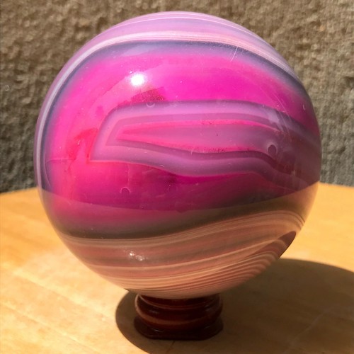 570G Rose Pink Agate Geode Ball Quartz Crystal Sphere Mineral Specimen ...