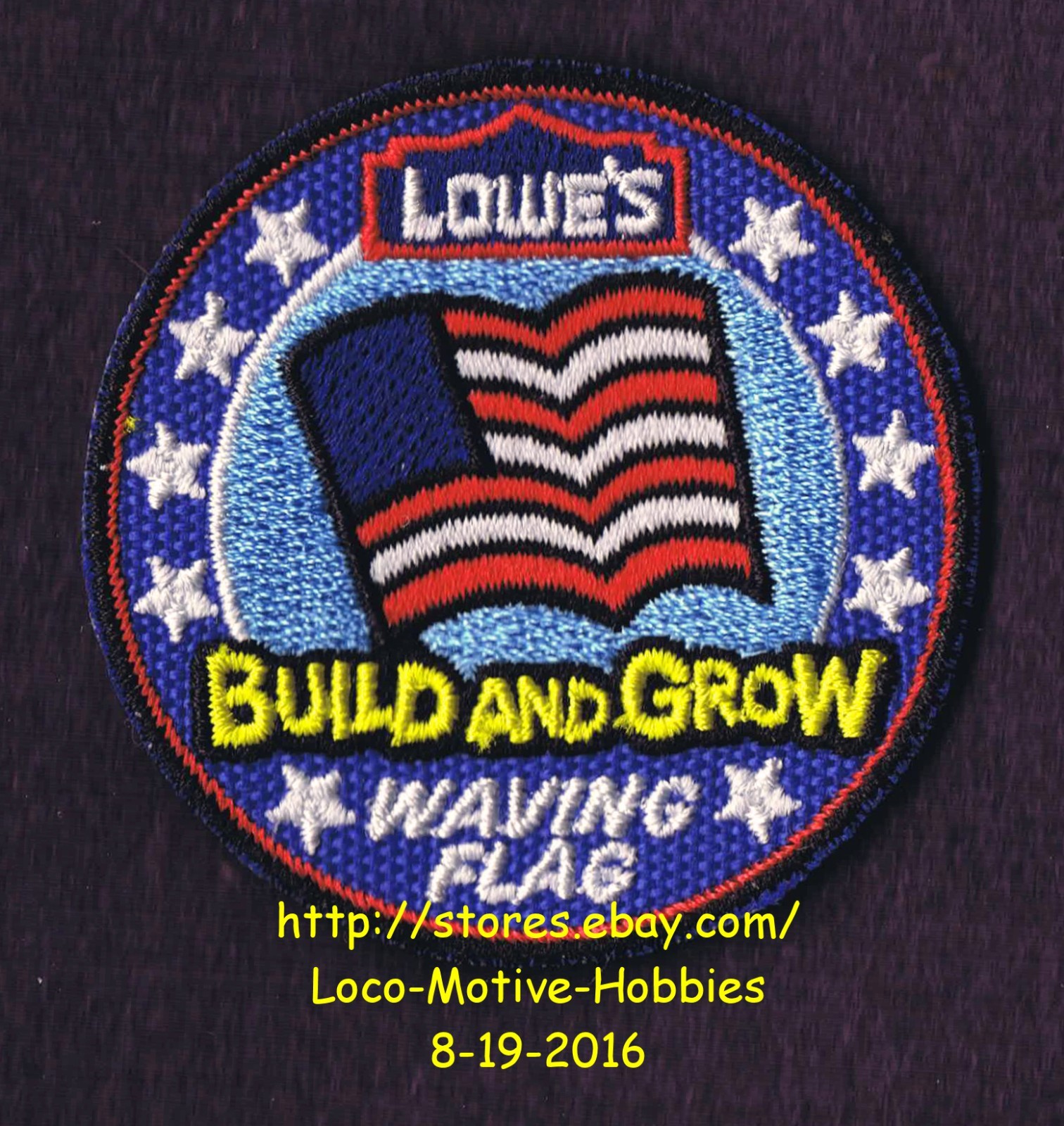 LMH PATCH Badge 2011 WAVING FLAG American USA Stars LOWES Build Grow ...