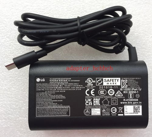 New Original LG 65W USB-C Adapter for LG gram 15Z90Q-P.AAC6U1 ADT-65DSU ...