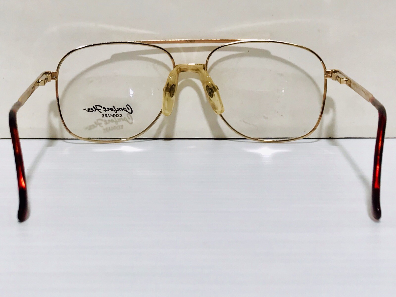 KENMARK FLEX 57mm SQUARE GOLD/AMBER METAL MEN'S EYEGLASSES OPHTHALMIC ...