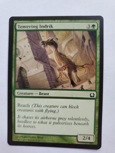 MTG Magic The Gathering Card Towering Indrik Creature Beast Green ...