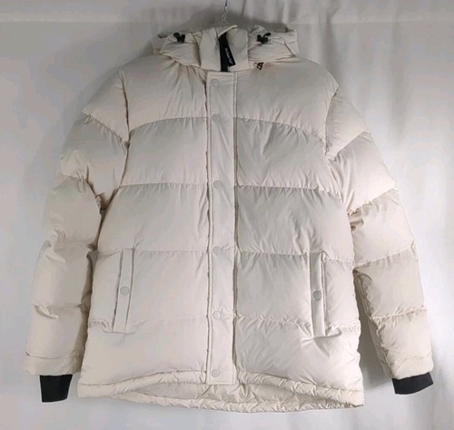 TNA The Super Puff Ivory White 700 Filled Goose Down Hooded Puffer ...
