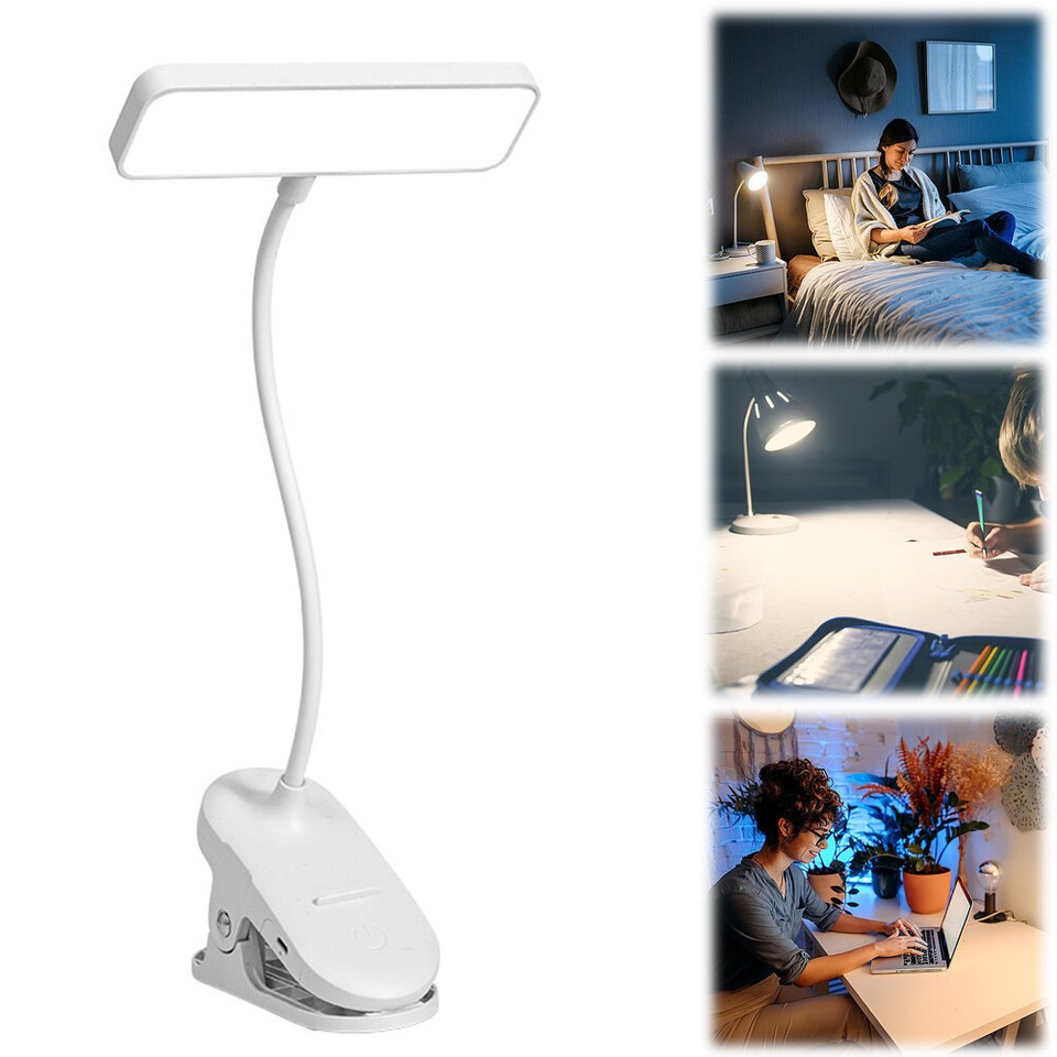 LED-Leselampe, biegbare Touch-Lampe, 3-Gang-Clip-On-Leselampe für ...