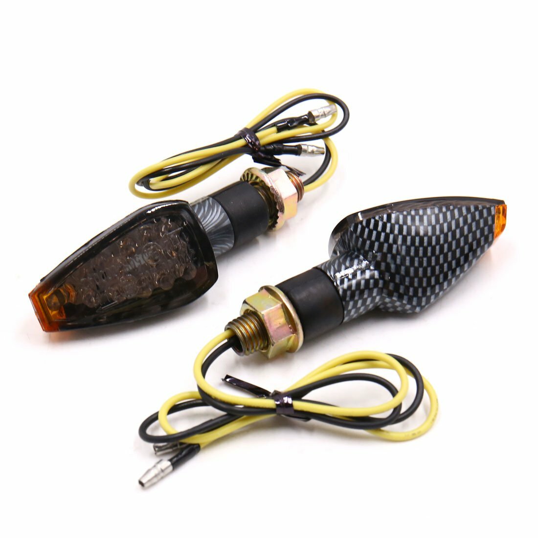 2x Motorcycle Universal Dirt bike LED Carbon Turn Signal Indicators ...